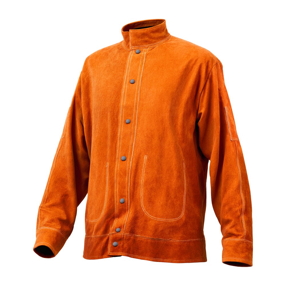 VEVOR Leather Welding Jacket, Heavy Duty Cowhide Flame Resistant ...