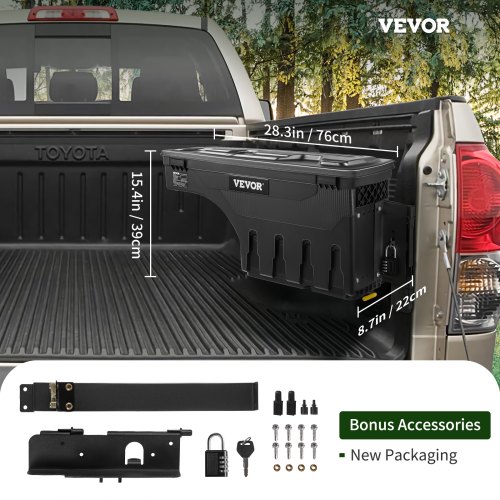 VEVOR Truck Bed Storage Box, Lockable Lid, Waterproof ABS Wheel Well ...