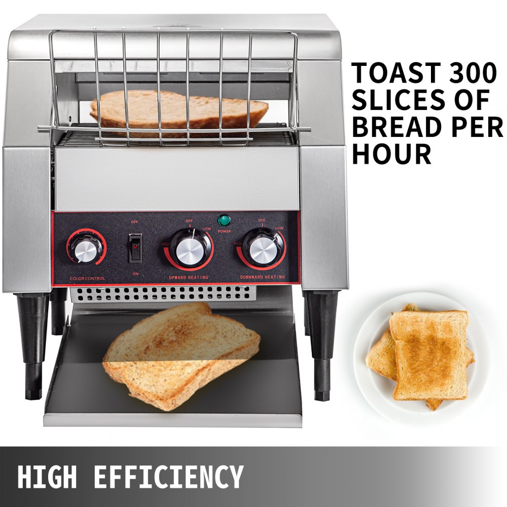 VEVOR 300 Slices/Hour Commercial Conveyor Toaster,2200W Stainless Steel ...