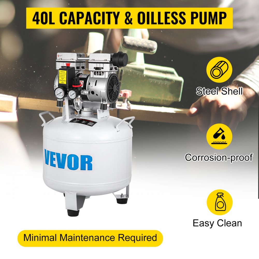 VEVOR VEVOR Vertical Air Compressor 8.8 Gallon Ultra Quiet Oil-free Air ...