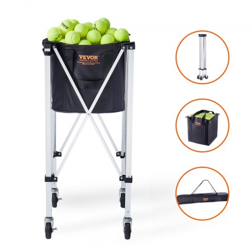 VEVOR Foldable Tennis Ball Hopper, Holds 180 Tennis Balls, Lightweight ...