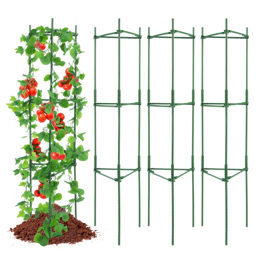 VEVOR 4 Packs Tomato Cages for Garden 63" Tomato Plant Stakes Support ...