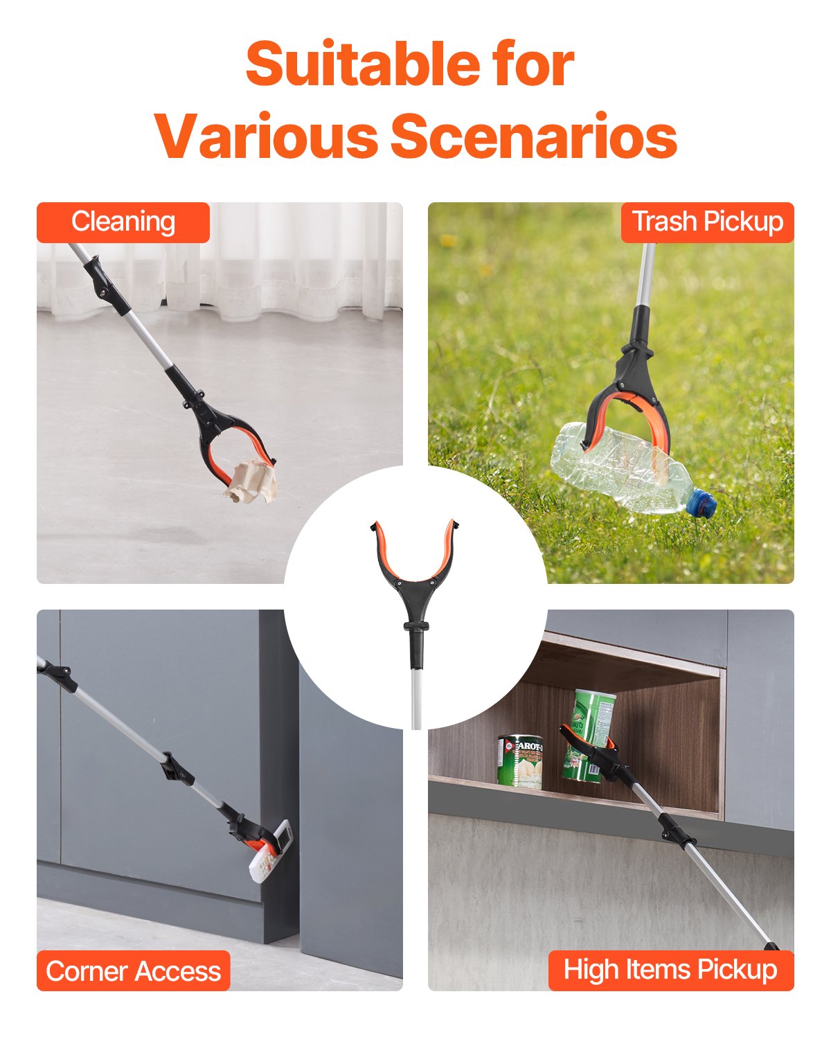 VEVOR Grabber Reacher Tool, 43" Foldable Reacher Grabber Pickup Tool ...