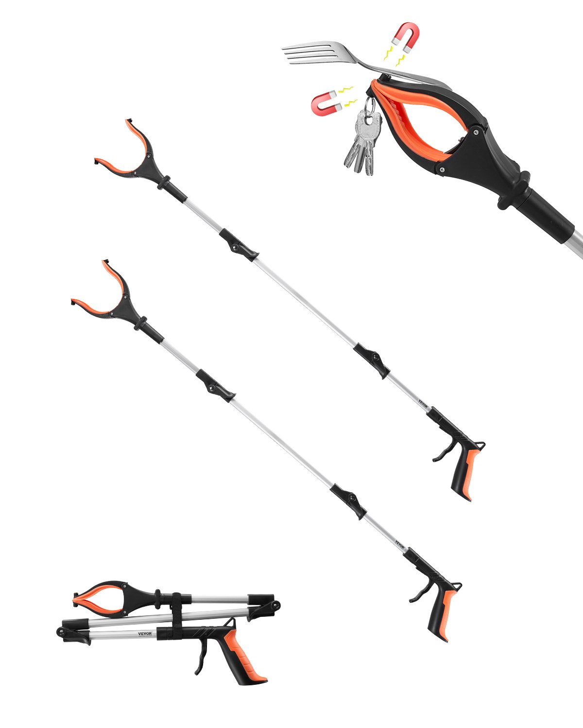 VEVOR Grabber Reacher Tool, 43" Foldable Reacher Grabber Pickup Tool ...