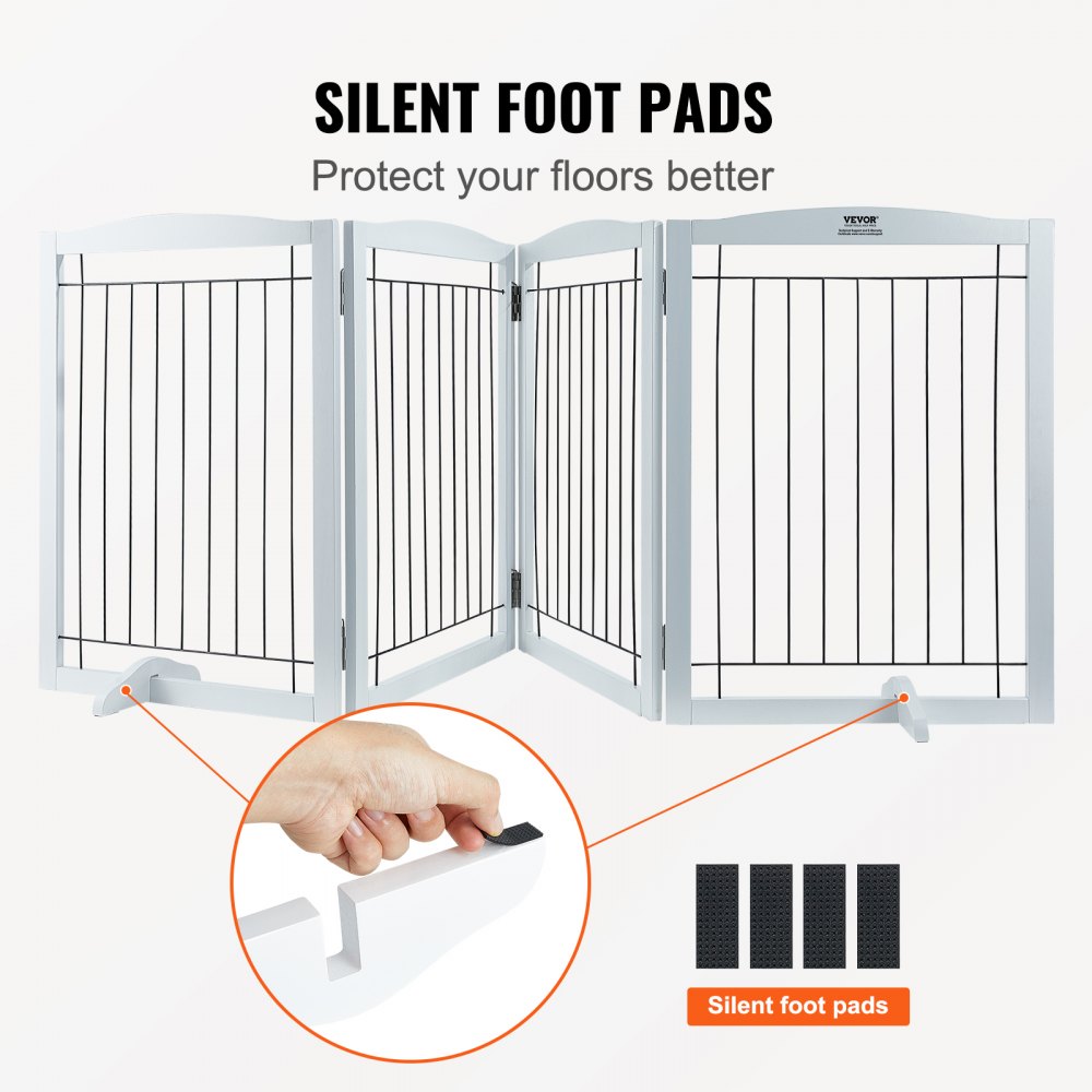VEVOR Free Standing Dog Gate, 32" H x 96.5" W Freestanding Pet Gate, 4 ...
