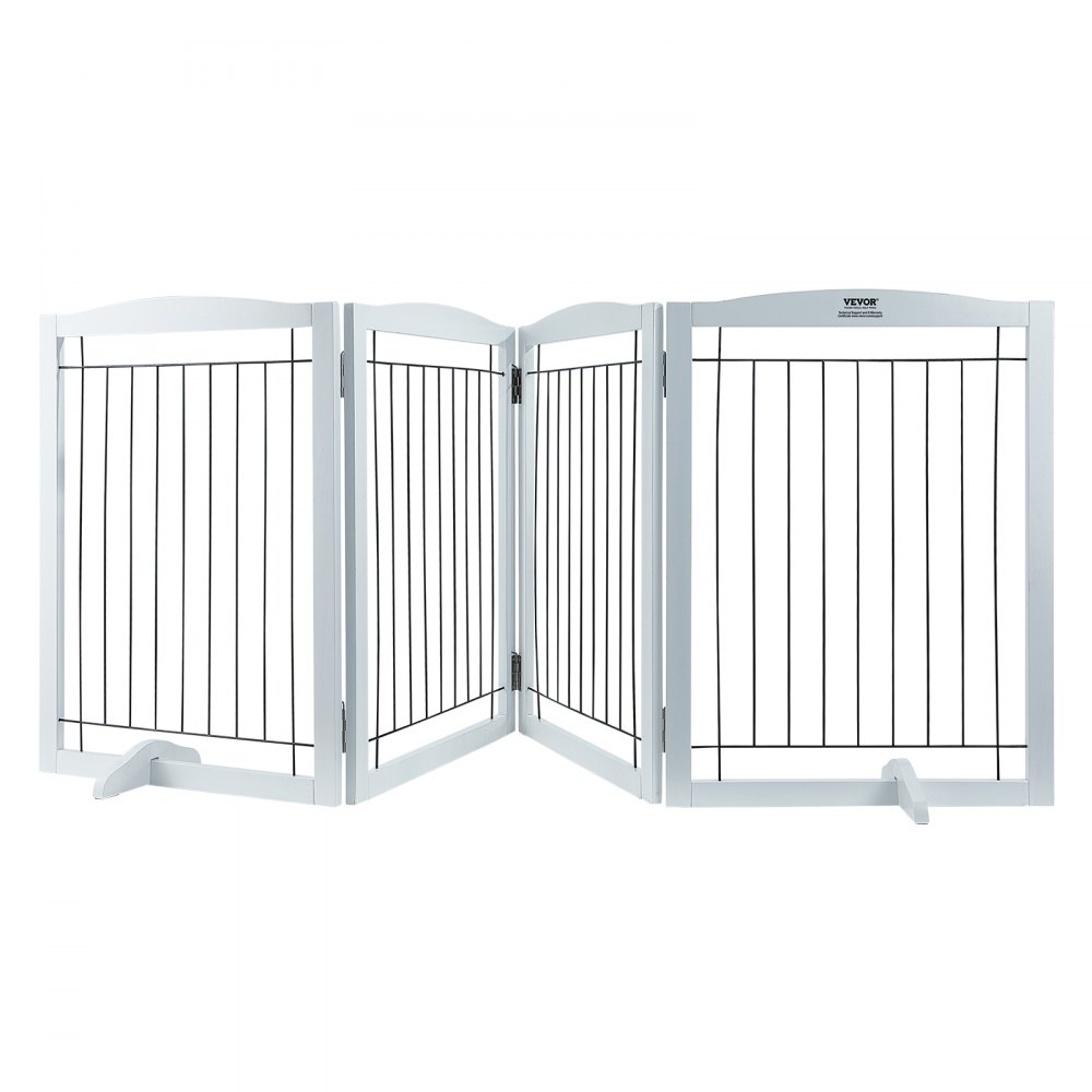 VEVOR Free Standing Dog Gate, 32" H x 96.5" W Freestanding Pet Gate, 4 ...