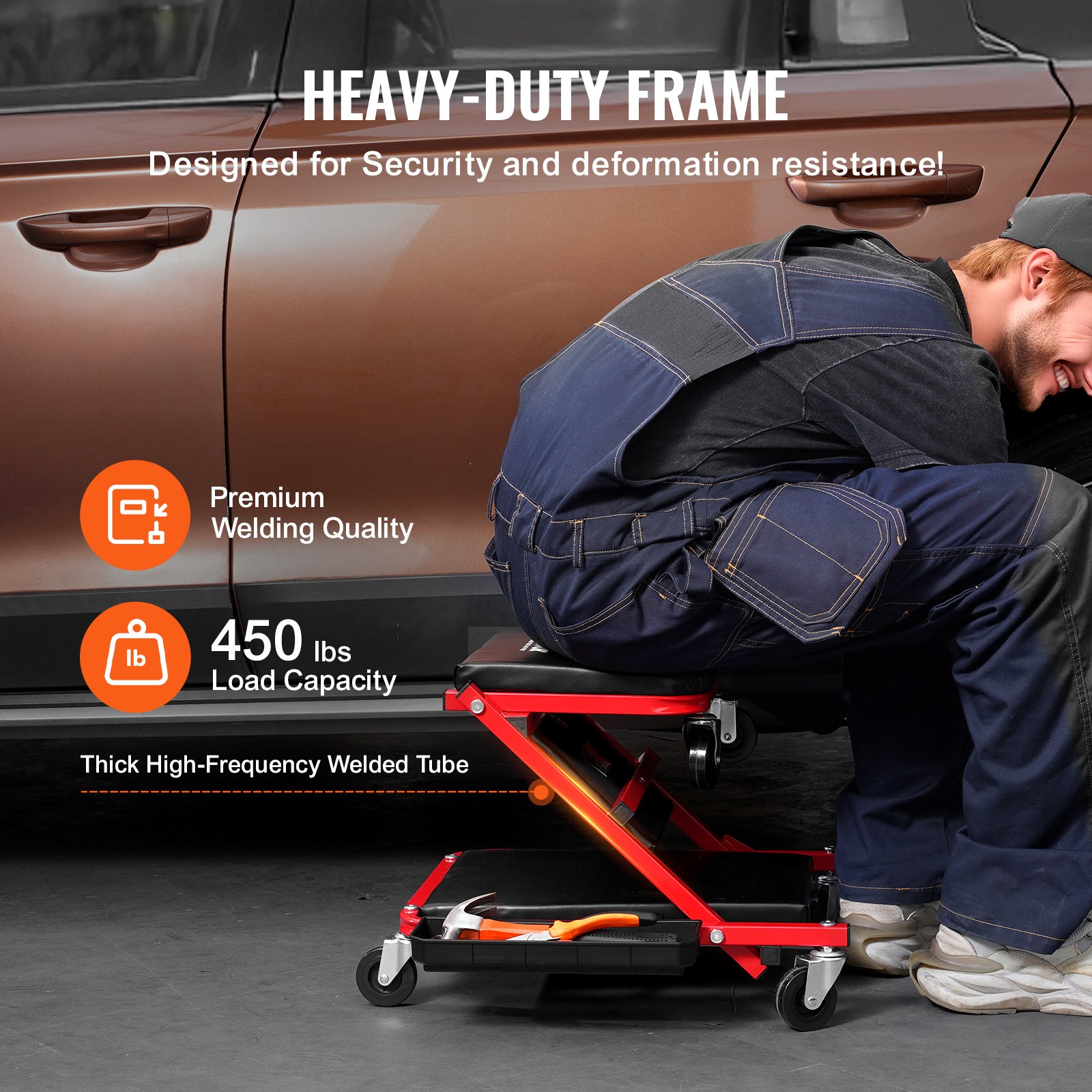 VEVOR 36 in Foldable Z Garage Creeper Mechanic Creeper Stool 300 lbs ...