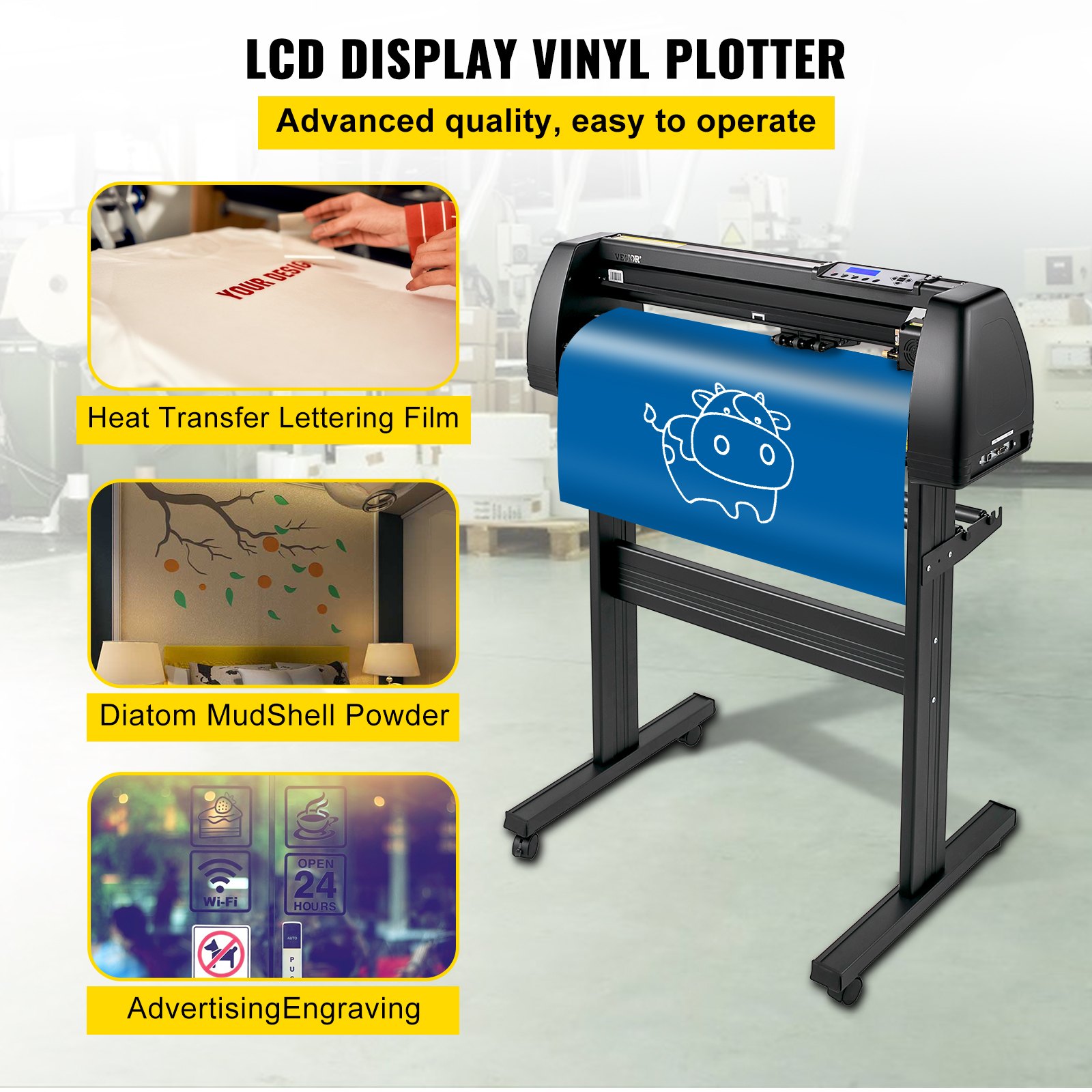 VEVOR Vinyl Cutter Machine, 28inch Vinyl Plotter, LCD Display Plotter ...