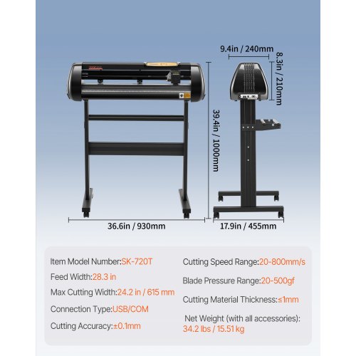 VEVOR Vinyl Cutter Machine, Upgraded 28 Inch Paper Feed Cutting Plotter ...