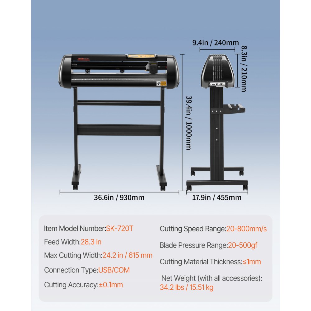 VEVOR Vinyl Cutter Machine, Upgraded 28 Inch Paper Feed Cutting Plotter ...
