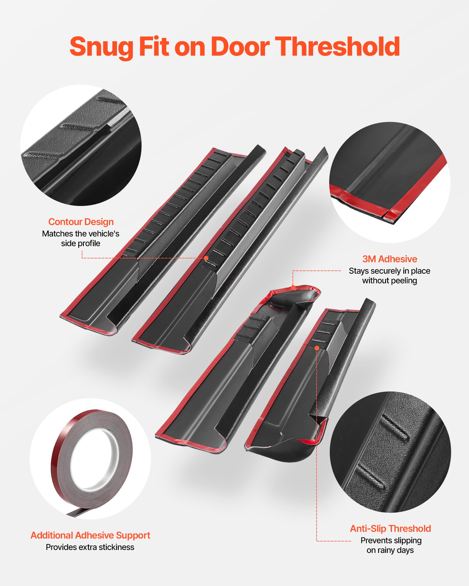 VEVOR Rocker Panel Guards – 4Pc Set, TPO, 3M Adhesive