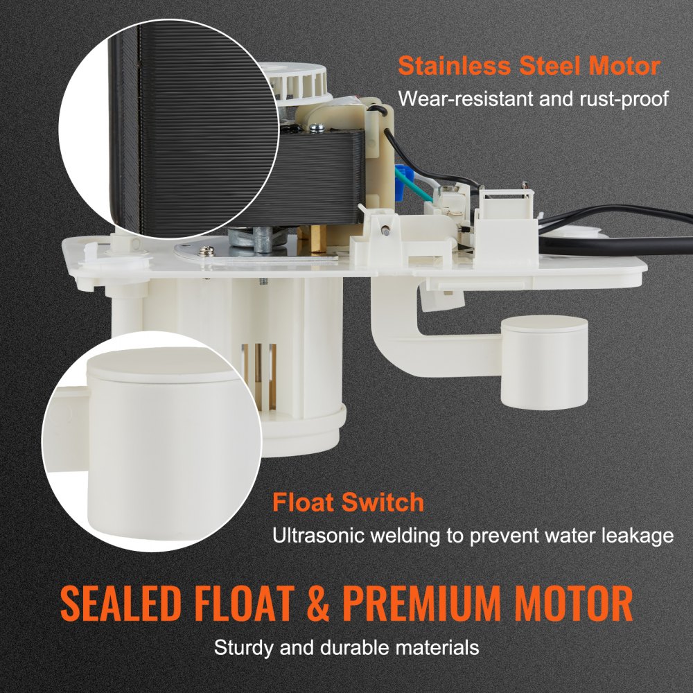 VEVOR Condensate Removal Pump, 1/50 HP, 65 GPH, 15 ft Lift, 115V ...