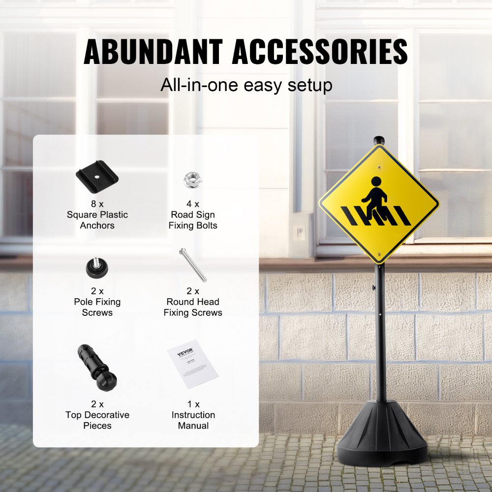 VEVOR Portable Sign Post, 5 ft Cast Iron Sign Post Holder with Hard ...