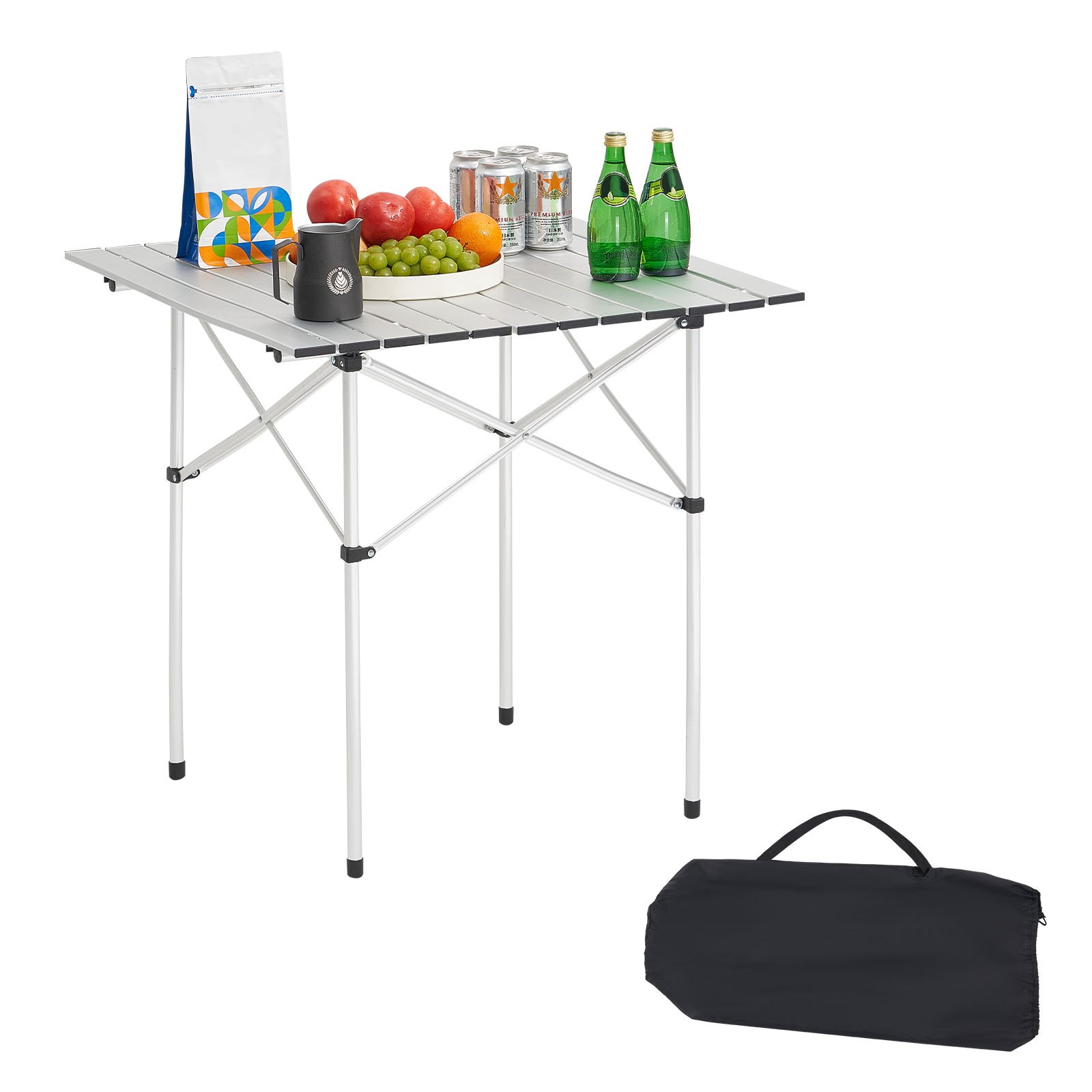 VEVOR Folding Camping Table, Portable Roll Up Side Tables, Small ...