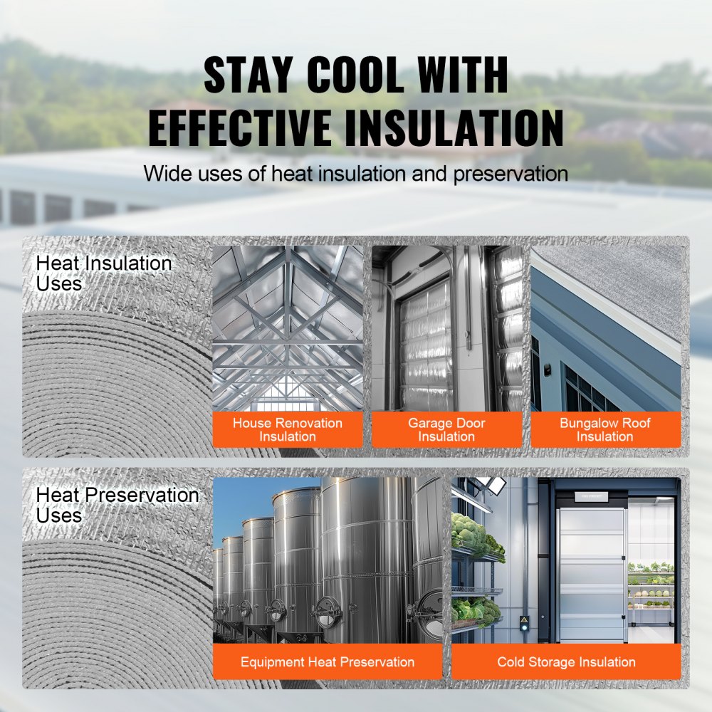 VEVOR Double Reflective Insulation Roll Foam Core Radiant Barrier 1200 ...