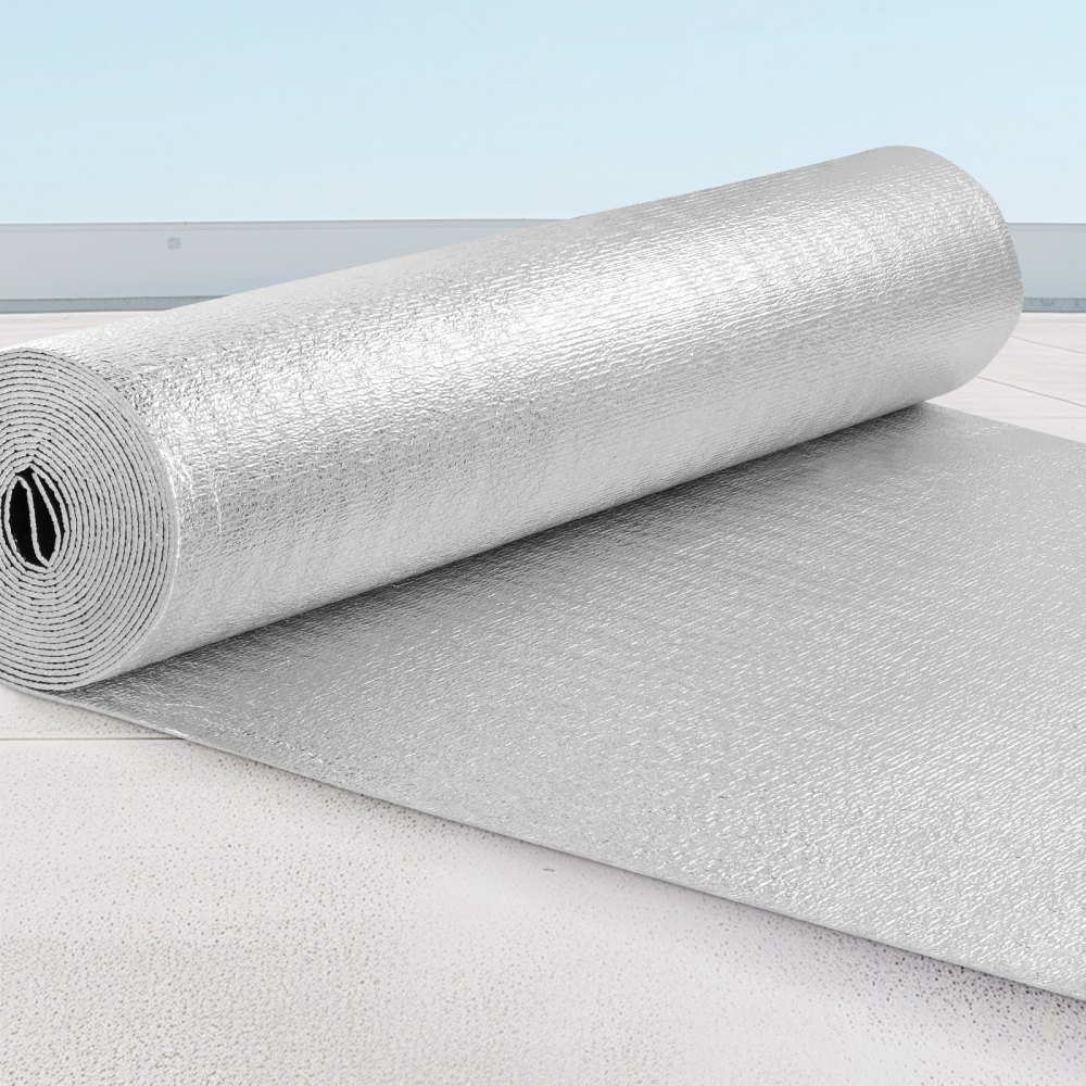 VEVOR Double Reflective Insulation Roll, Foam Core Radiant Barrier, 3.2 ...