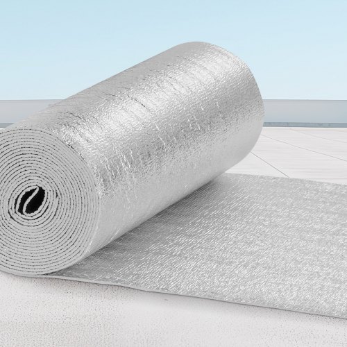 VEVOR Double Reflective Insulation Roll Foam Core Radiant Barrier 300 in x 24 in x 1/8 in | VEVOR US