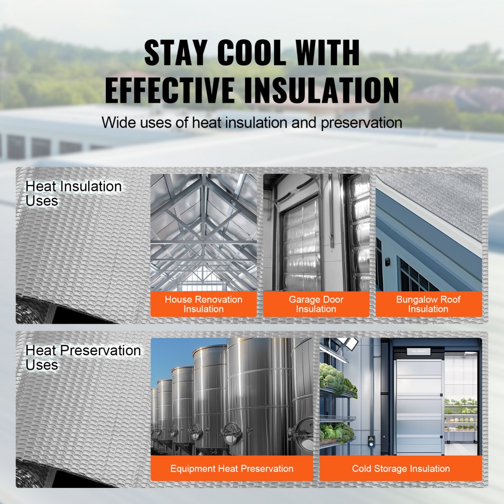 VEVOR Double Reflective Insulation Roll Air Bubble Film Radiant 120 in ...