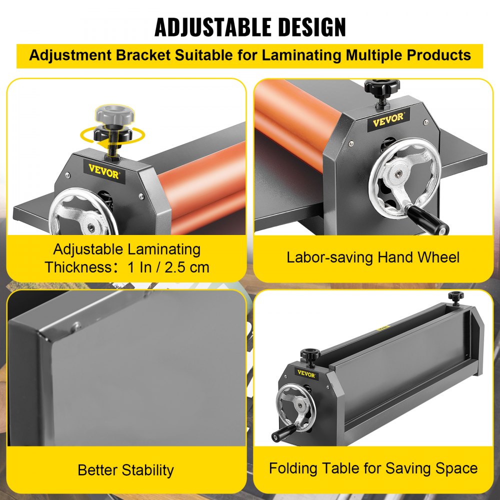 VEVOR 25 Inch Manual Cold Roll Laminator 1.18" Thickness Foldable Roll ...