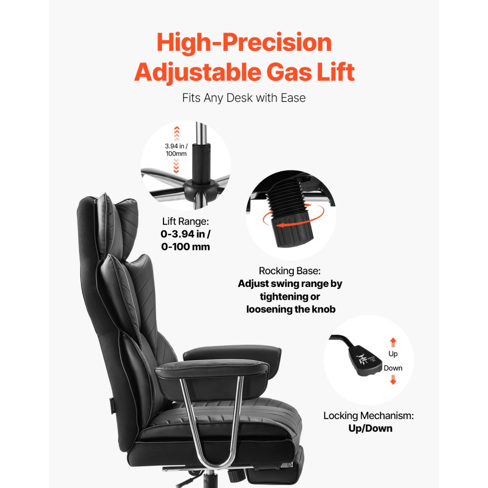 VEVOR Executive Office Chair with Footrest, 400 lbs Capacity With Heavy ...