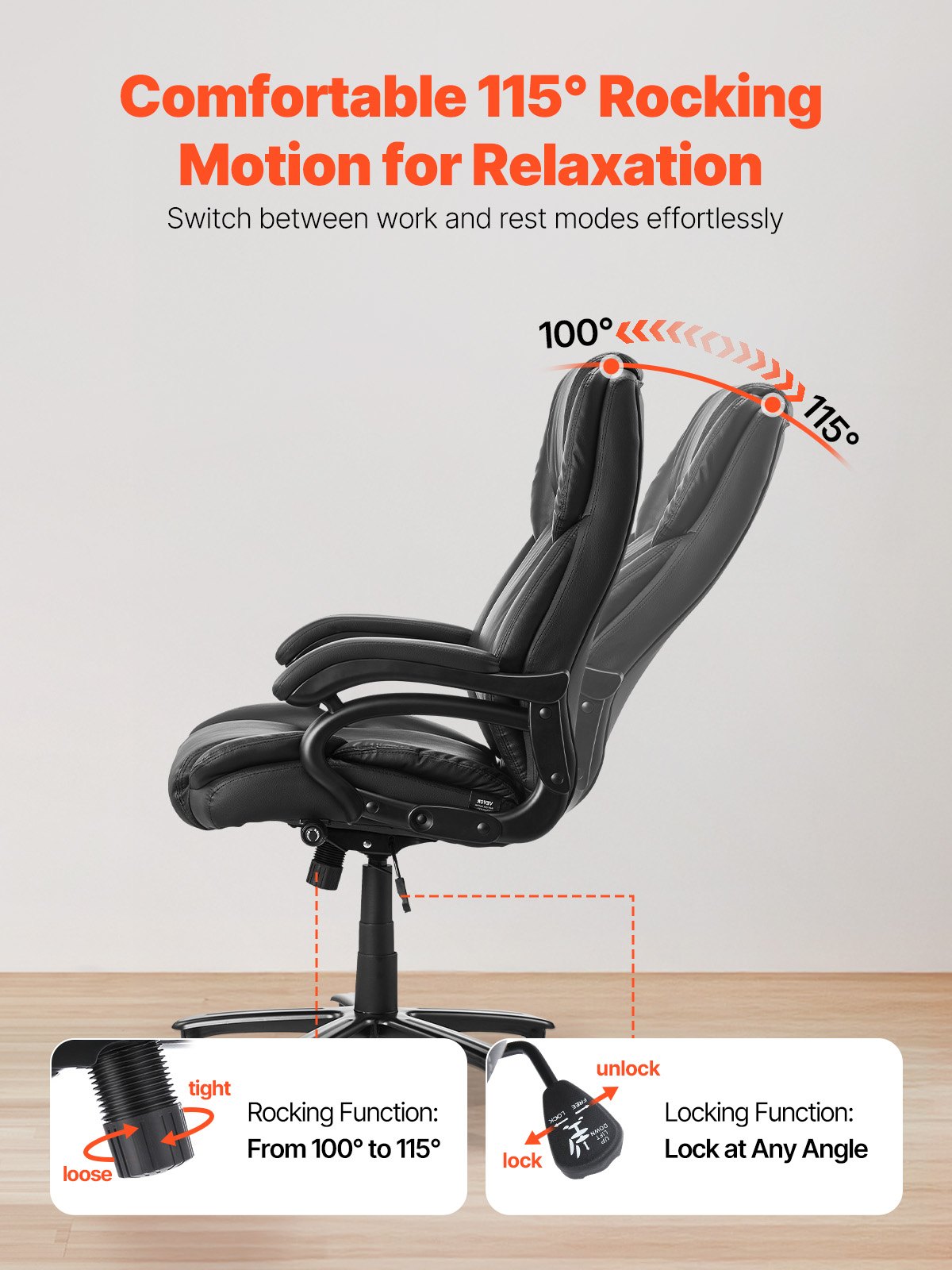 VEVOR Ergonomic Desk Chair: 500lb Capacity with Knob-Control