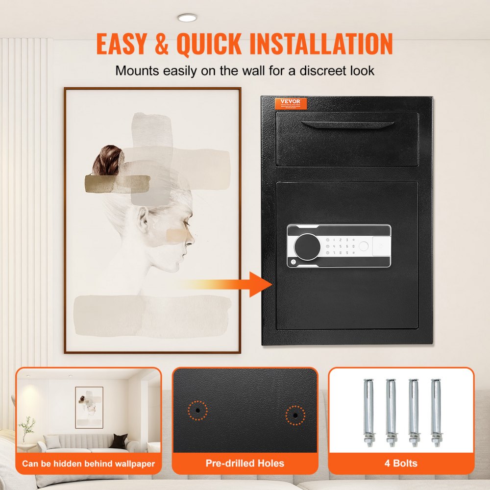 VEVOR 2.5 Cub Depository Safe, Deposit Safe with Drop Slot, Electronic ...