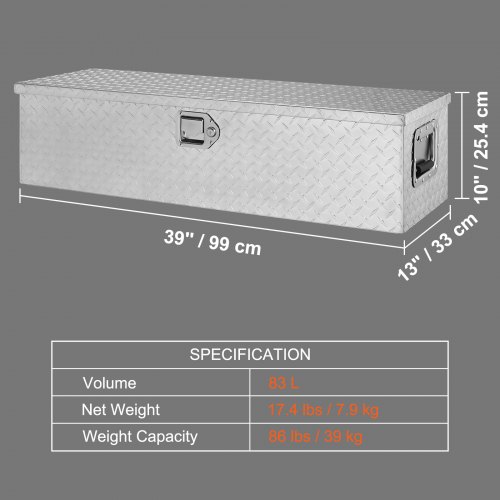 VEVOR Heavy Duty Aluminum Truck Bed Tool Box, Diamond Plate Tool Box ...