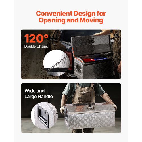 30"x13"x13" Heavy Duty Aluminum Truck Bed Tool Box for Pickup RV Silver ...