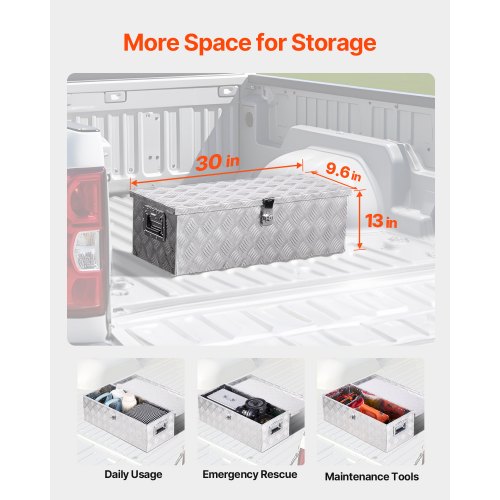 30"x13"x9.6" Heavy Duty Aluminum Truck Bed Tool Box for Pickup RV ...