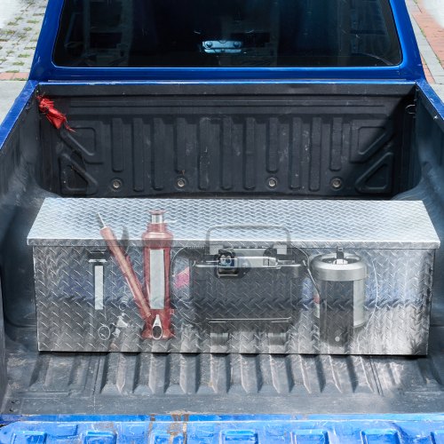 VEVOR Heavy Duty Aluminum Truck Bed Tool Box, Diamond Plate Tool Box with Side Handle and Lock ...