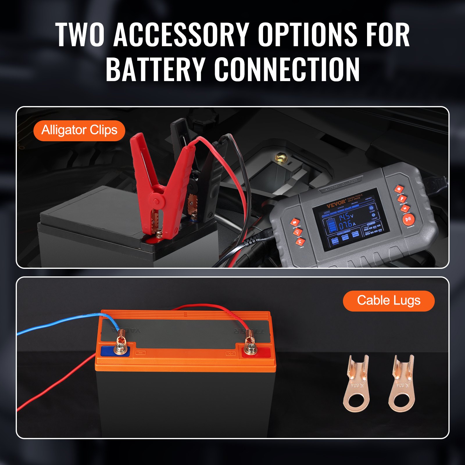VEVOR Smart Battery Charger, 35-Amp, Lithium LiFePO4 Lead-Acid (AGM ...