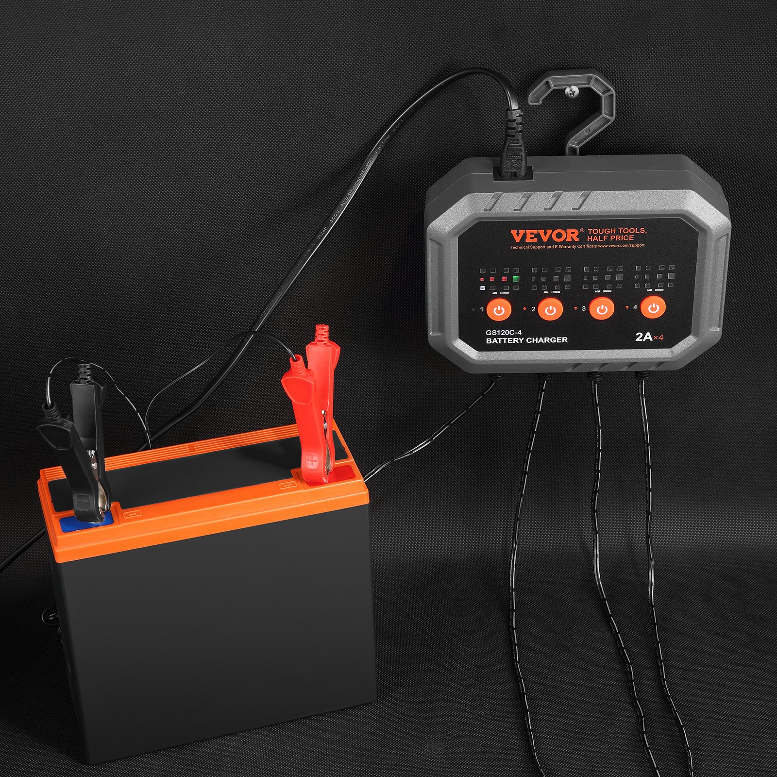 VEVOR Smart Battery Charger, 8-Amp, LiFePO4 Lead-Acid (AGM / Gel / SLA ...