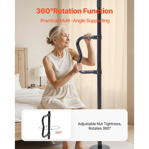 VEVOR Floor-to-Ceiling Transfer Pole, Tension Mounted Bathroom Grab Bar ...