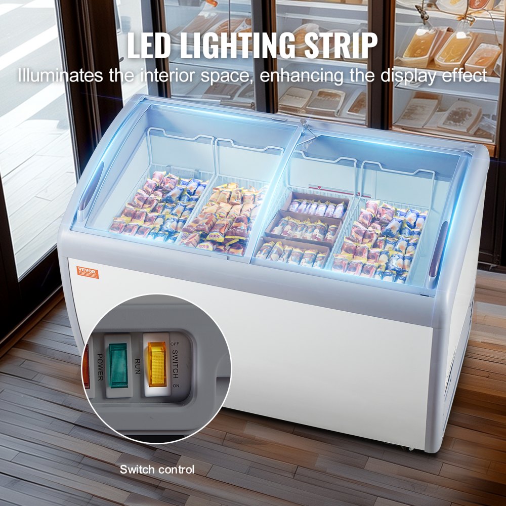 VEVOR Commercial Ice Cream Display Case, 12.8 Cu.ft Chest Freezer ...