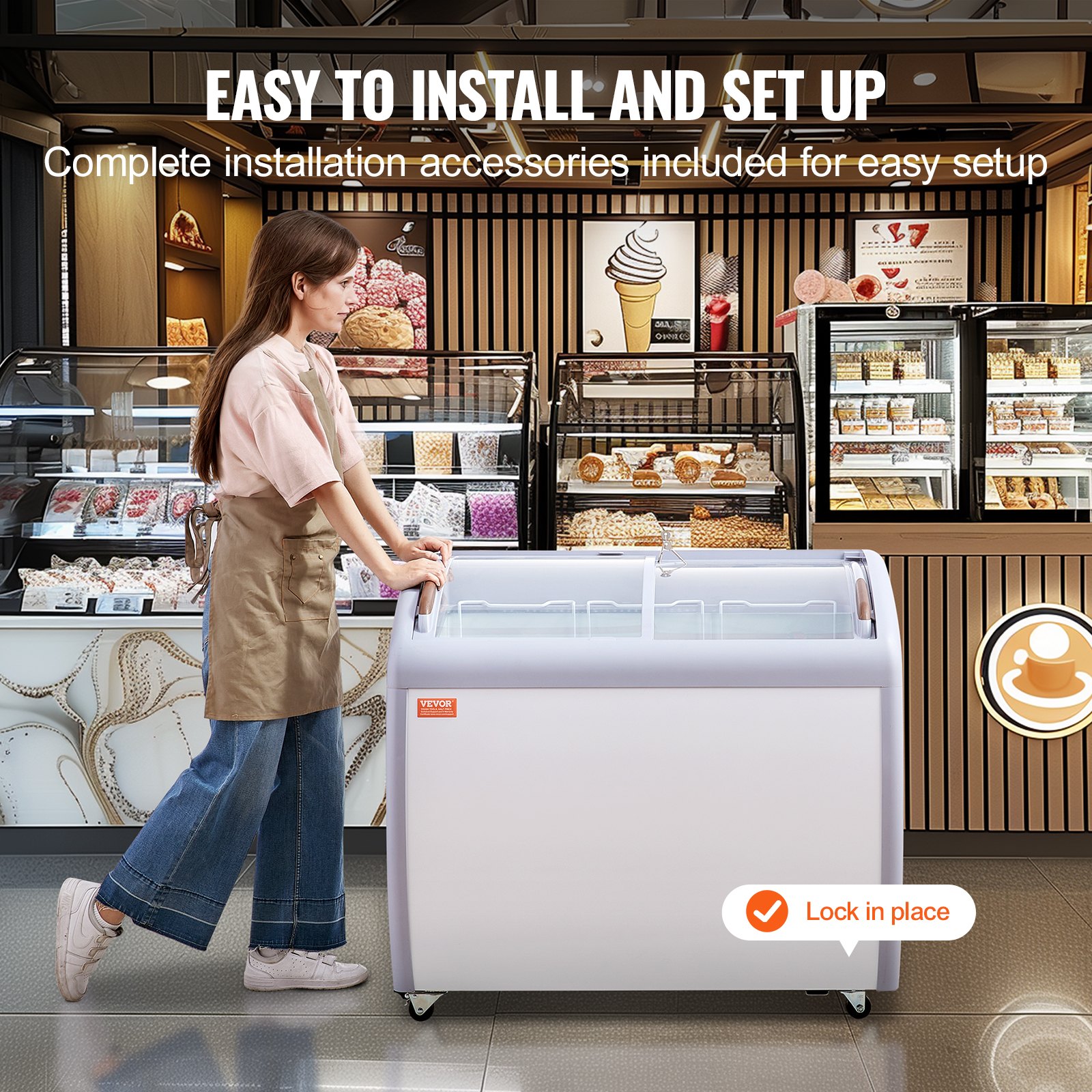 VEVOR Commercial Ice Cream Display Case, 9.3 Cu.ft Chest Freezer ...
