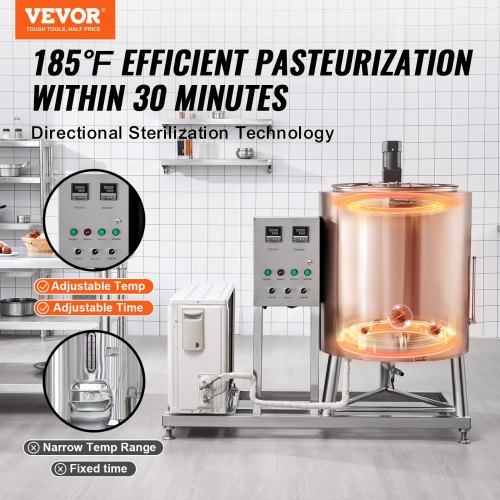 VEVOR Milk Pasteurizer 150L, Commercial Milk Pasteurization Machine, Food Grade 304 Stainless ...
