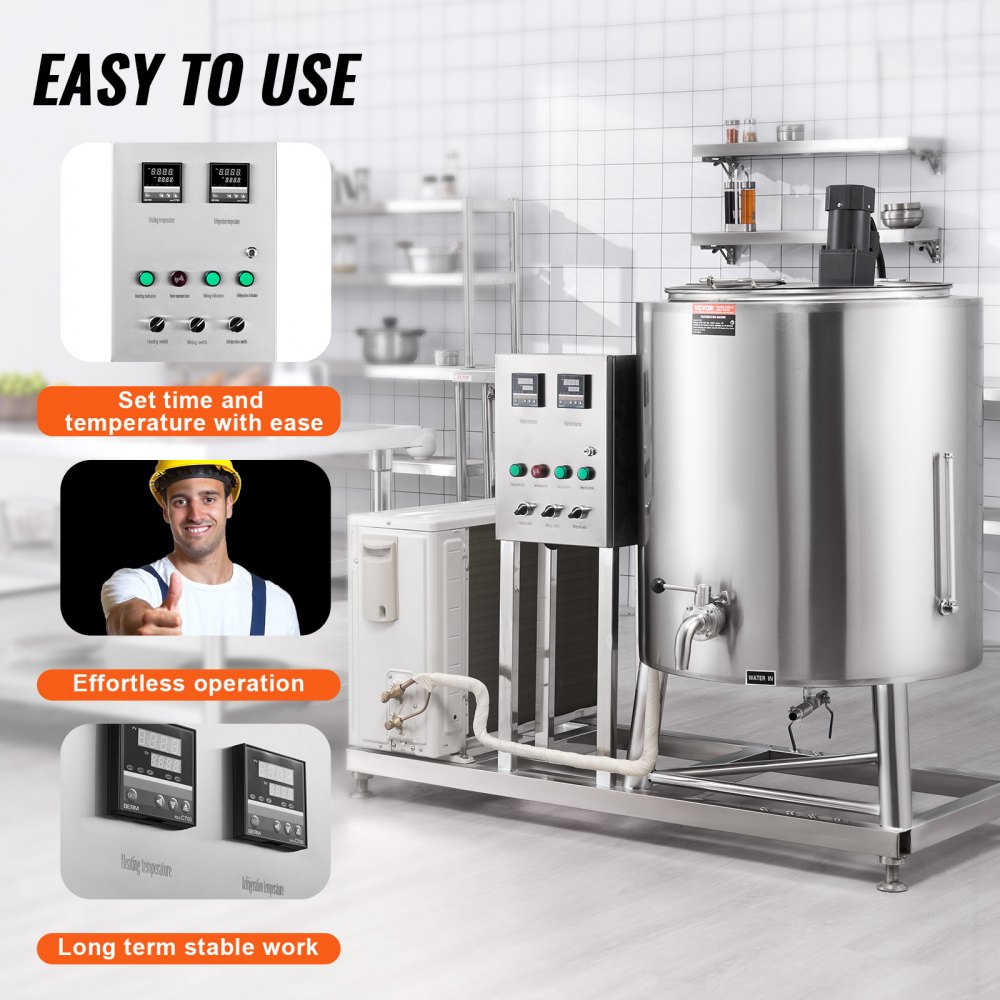 Commercial Milk Pasteurization Machine 150L Pasteurizer for Milk Sterilization | VEVOR US
