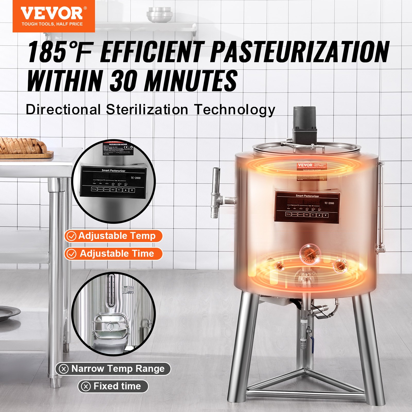 VEVOR Milk Pasteurization Equipment – 30L, 304 Steel