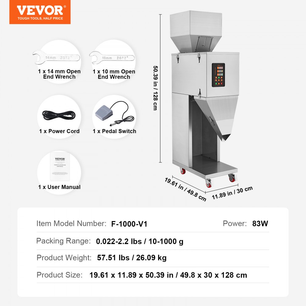 VEVOR VEVOR Particle Filling Machine, 10-1000g, Automatic Filler ...