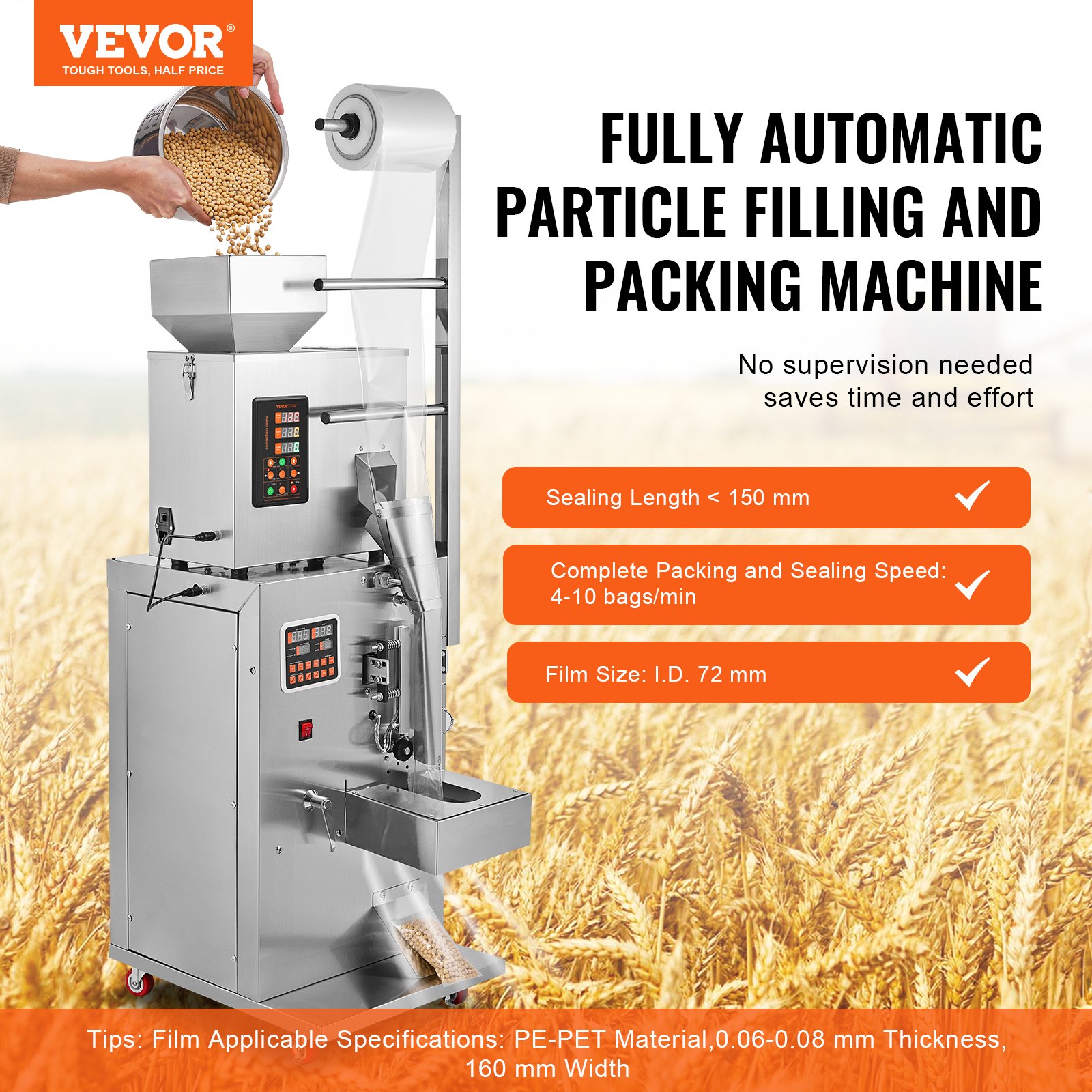 VEVOR Automatic Particle Packaging Machine, 0.002-0.22lbs/1-100g, Multi ...