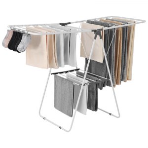 VEVOR 2-Tier Foldable Clothes Drying Rack with Sock Clips & 21 Drying ...