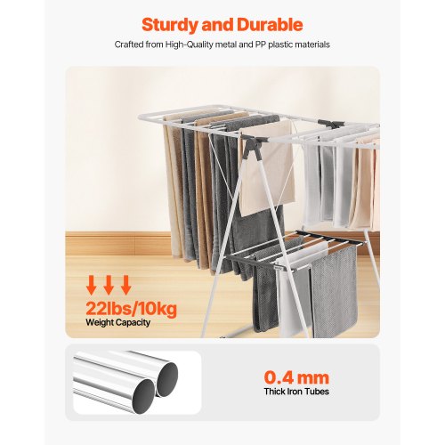 VEVOR Clothes Drying Rack, 2-Tier Foldable Laundry Dryer Rack with Sock ...
