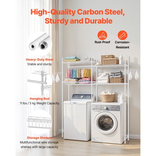 VEVOR Over The Washer and Dryer Storage Shelf, 4 Tier Laundry Room ...