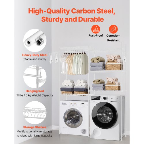 VEVOR Over The Washer and Dryer Storage Shelf, 5 Tier Laundry Room ...