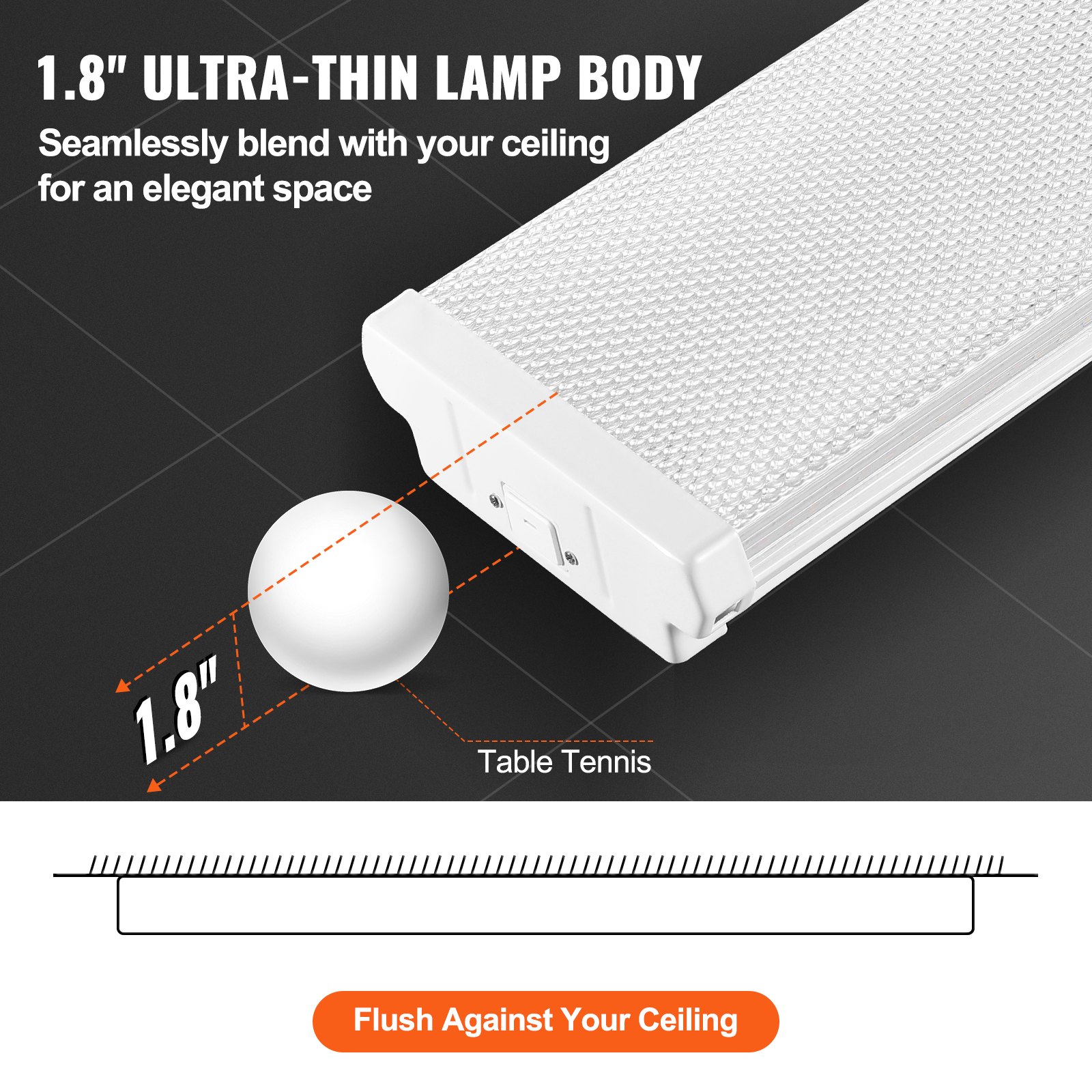 VEVOR 4FT LED Wraparound Light, 50W, 5500LM Flush Mount LED Shop Light ...