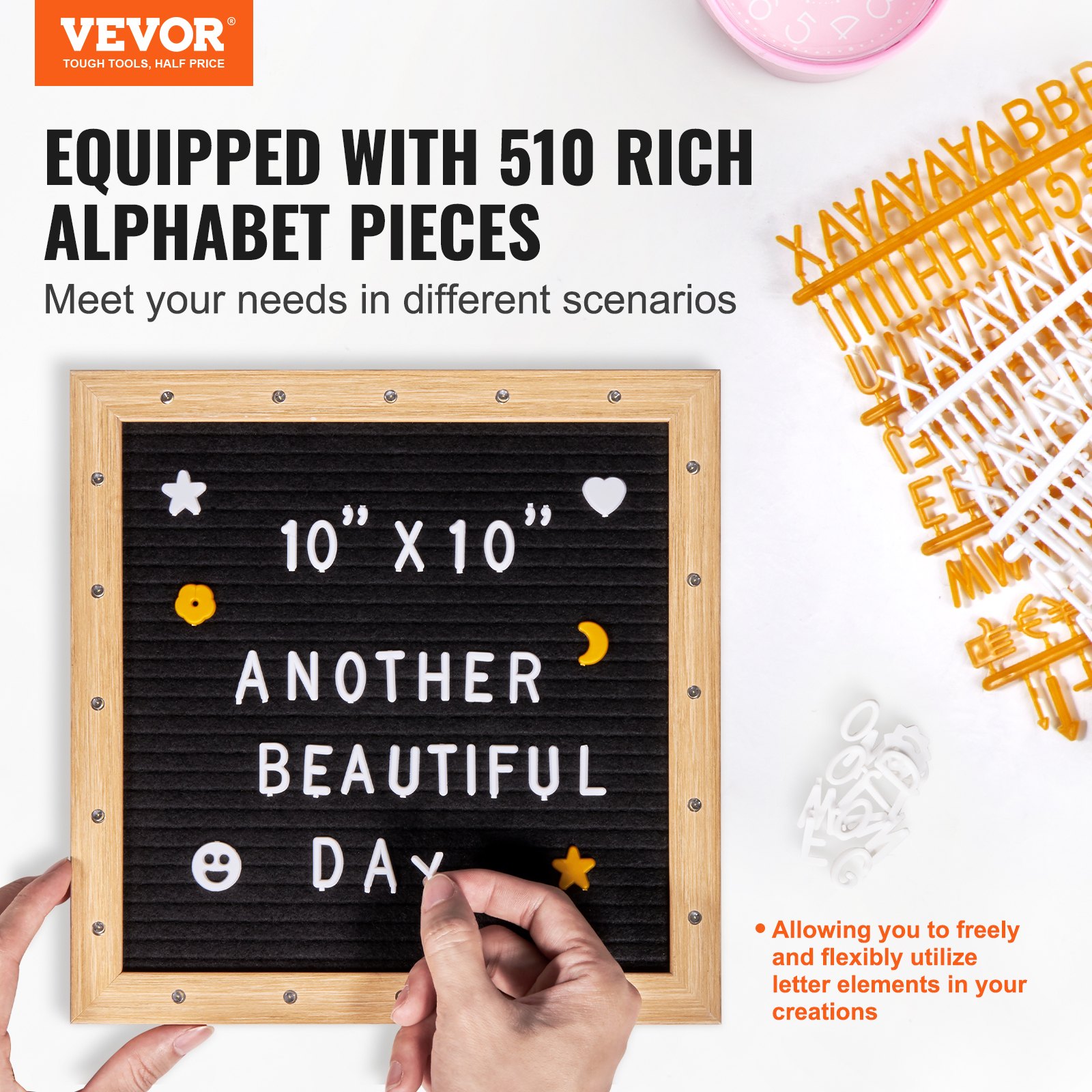 VEVOR Black Felt Letter Board, 10"x10" Felt Message Board, Changeable ...