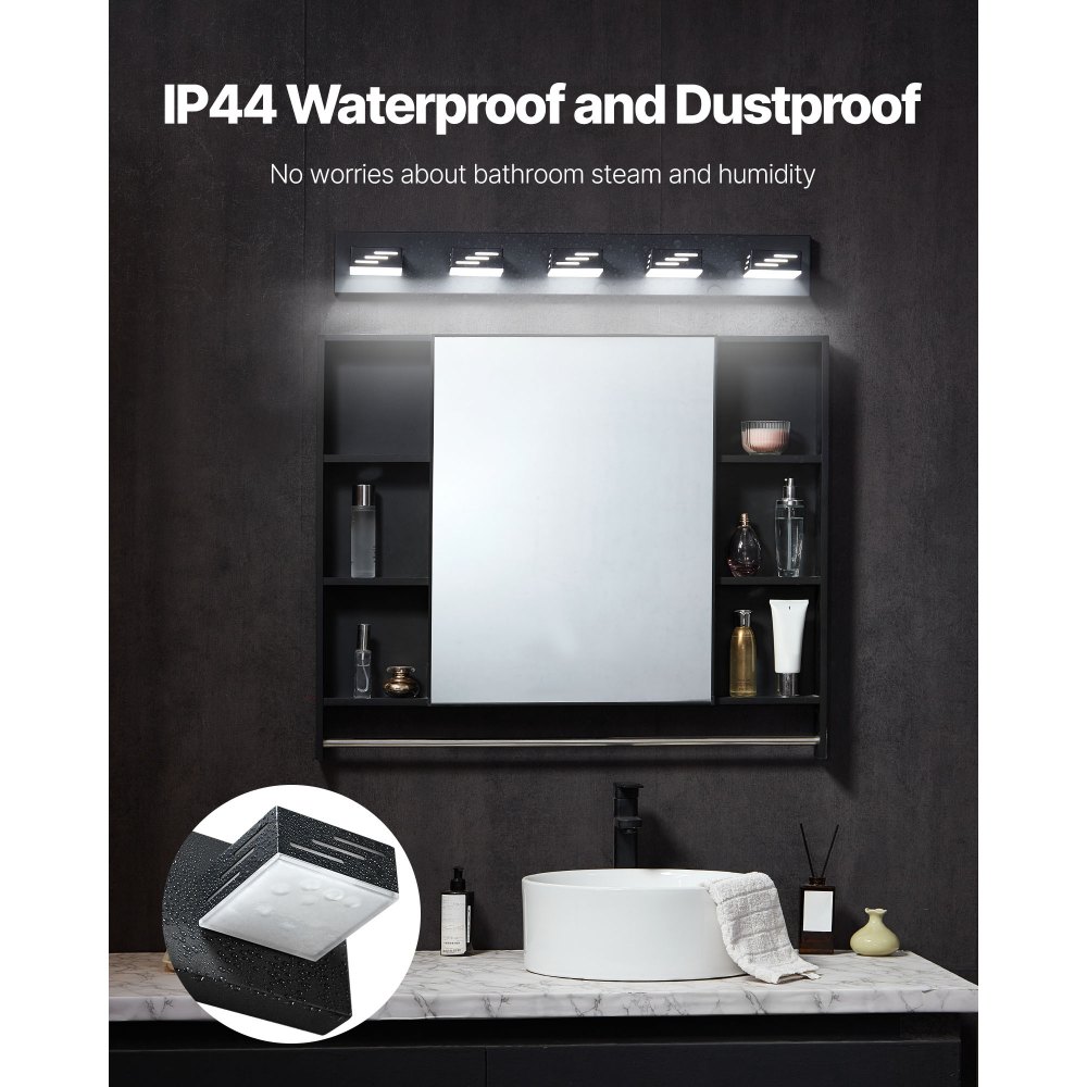 VEVOR 5 Light LED Vanity Light – 33.46 Inch, IP44 Fixture