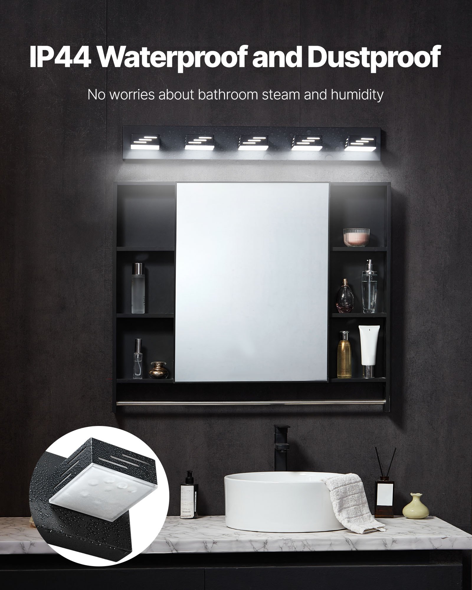 VEVOR 5 Light LED Vanity Light – 33.46 Inch, IP44 Fixture