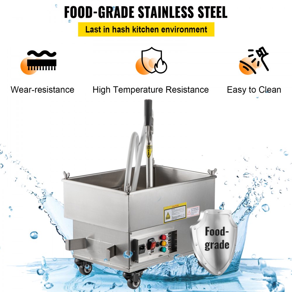 VEVOR Mobile Fryer Filter, 44 LBS/22 L/5.8 Gal Capacity, 300W Oil ...