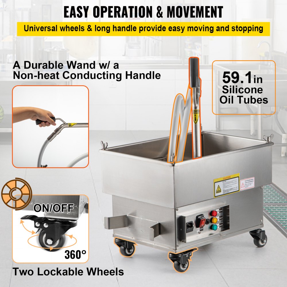 VEVOR Mobile Fryer Filter, 44 LBS/22 L/5.8 Gal Capacity, 300W Oil ...